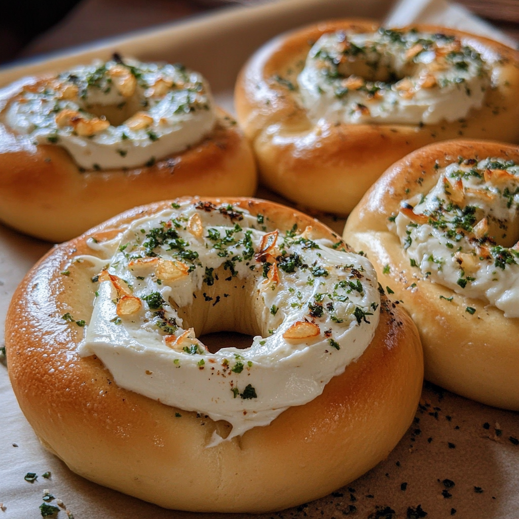 Cream Cheese Stuffed Garlic Bagels – Her Feast