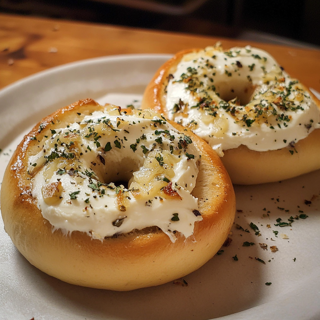 Cream Cheese Stuffed Garlic Bagels – Her Feast