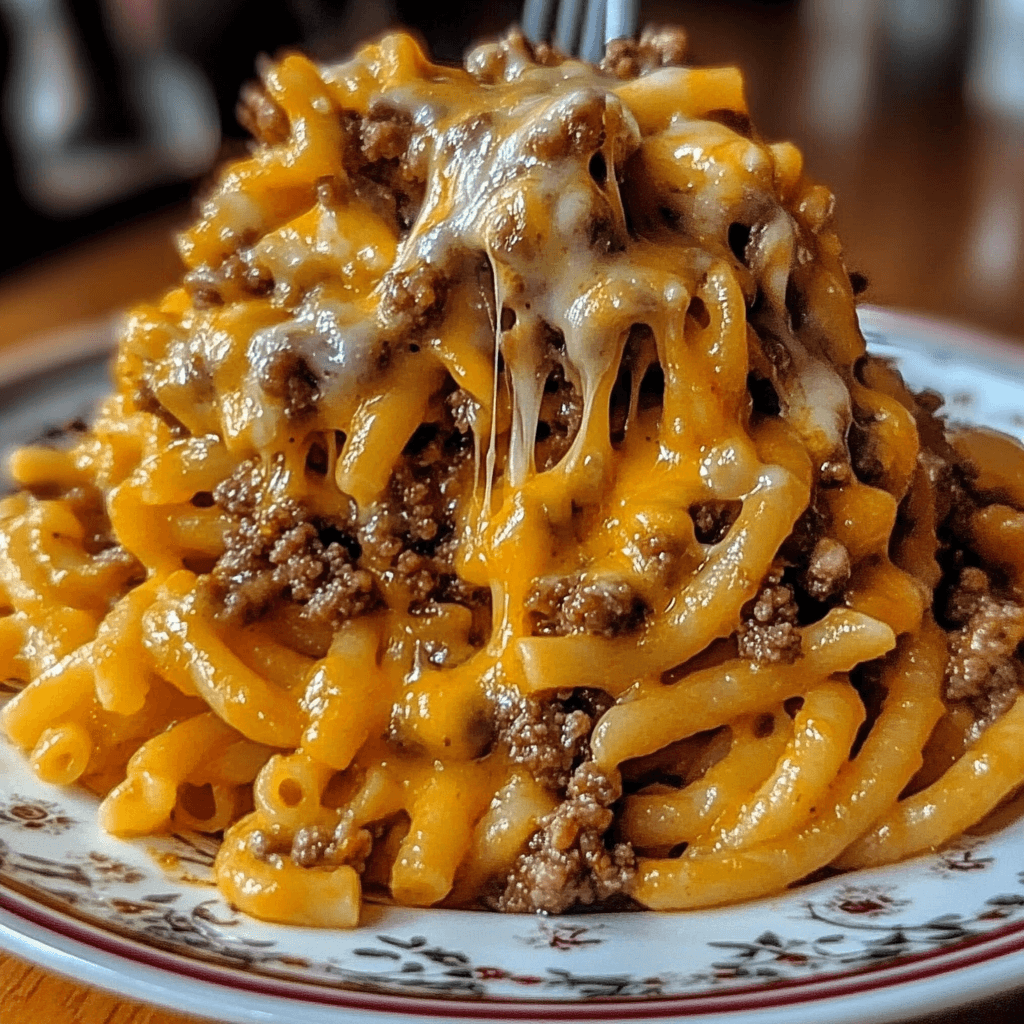 Cheesy Sloppy Cheeseburger Pasta Delight – Her Feast